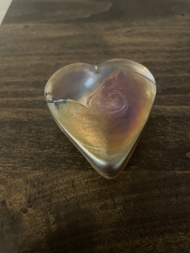 Vintage Robert Held Iridescent Art Glass Heart Paperweight Hand-Signed ...