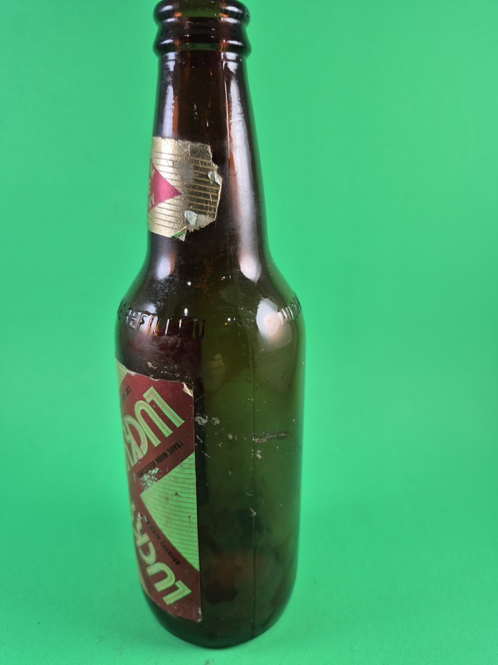Vintage Lucky Lager Premium Pale Extra Dry Beer Bottle UPSIDE DOWN ...