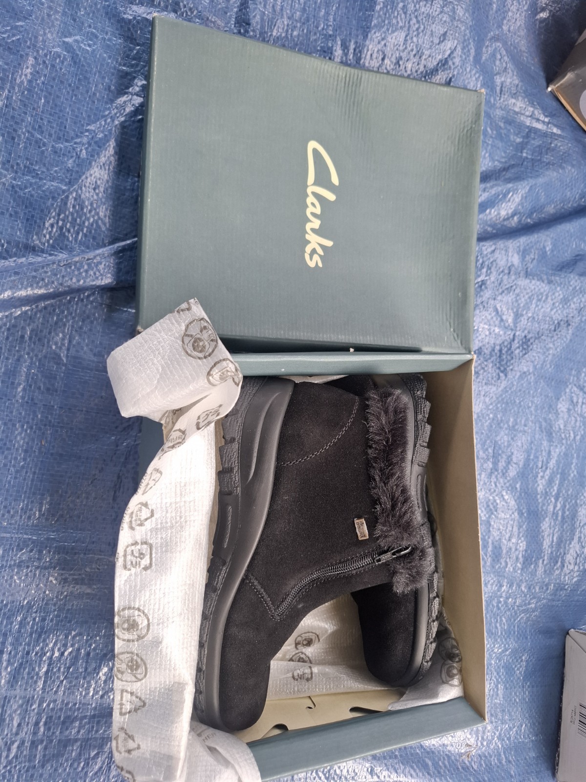 Clarks Winter Womens Shoes - Fleece Top Suede Black UK Size 5 EU 38 ...