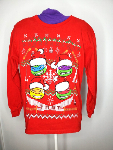 Teenage Mutant Ninja Turtles TMNT Christmas Long Sleeve T-Shirt Red ...