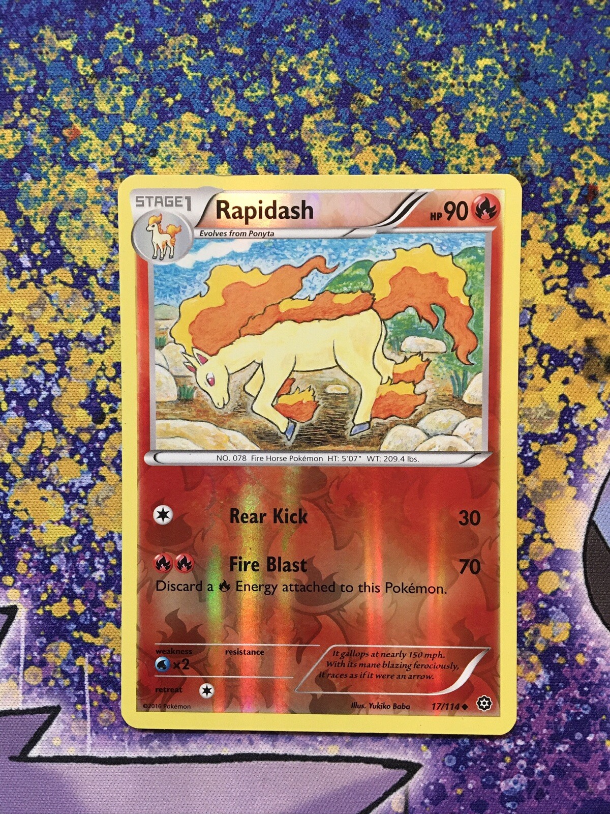 Pokémon TCG - Rapidash - 17/114 XY Steam Siege - 2016 Reverse Holo - LP ...