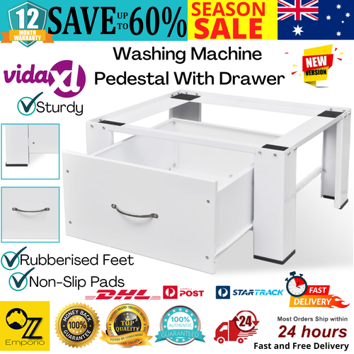 Laundry Pedestal With Storage Drawer Washing Machine Riser Stand ...