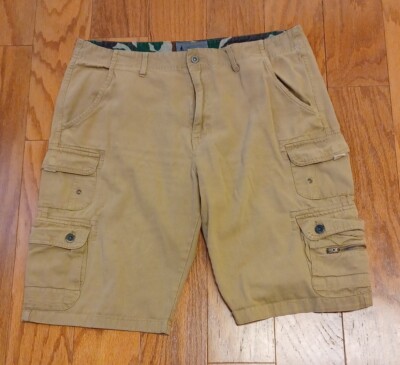 Byn Dynasty Mens Flat Front 8 Pocket Hiking Beige Cargo Shorts Size ...