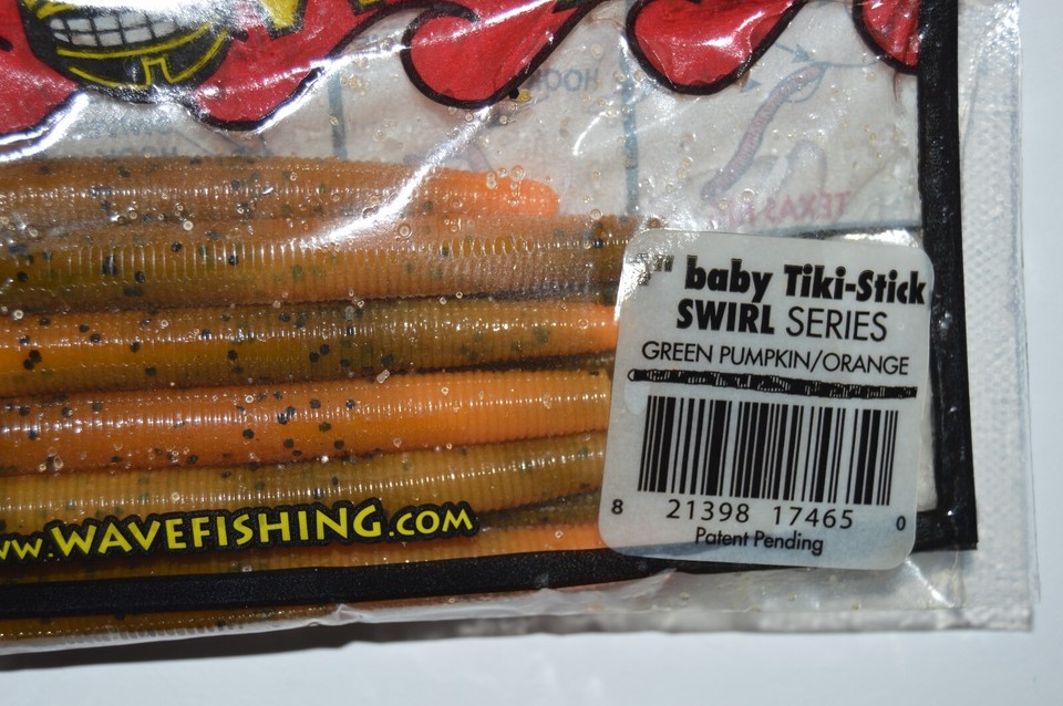 wave worm baby tiki stick 4" senko green pumpkin orange swirl series | eBay