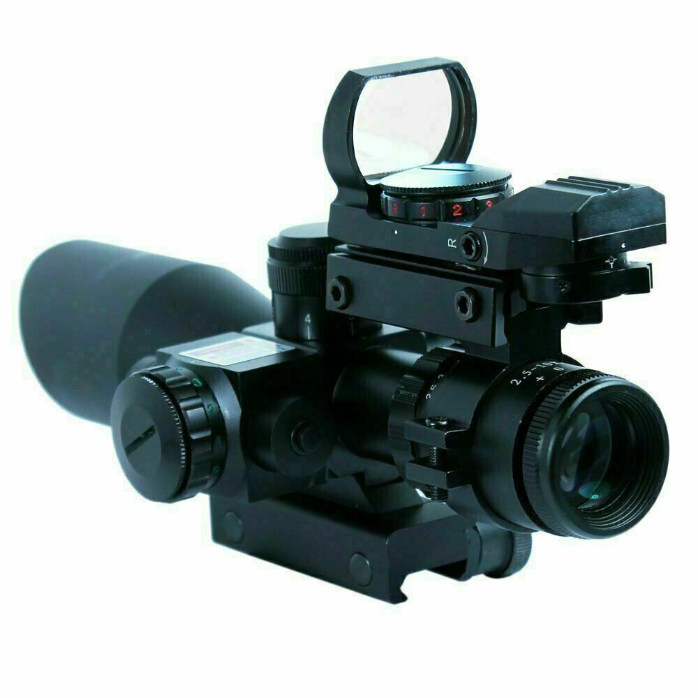 2.5-10X40 Tactical Rifle Scope with Red Laser-Holographic Green-Red Dot ...