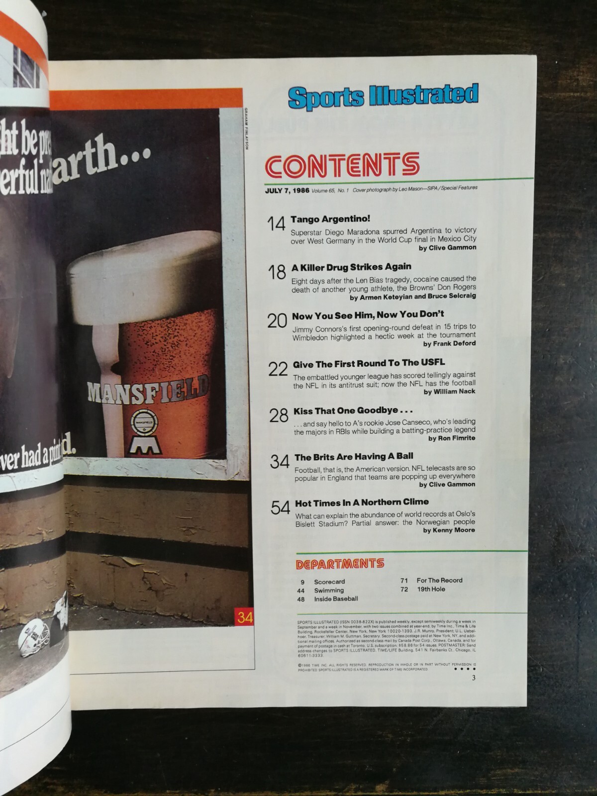 Sports Illustrated July 7, 1986 Diego Maradona Argentina World Cup ...