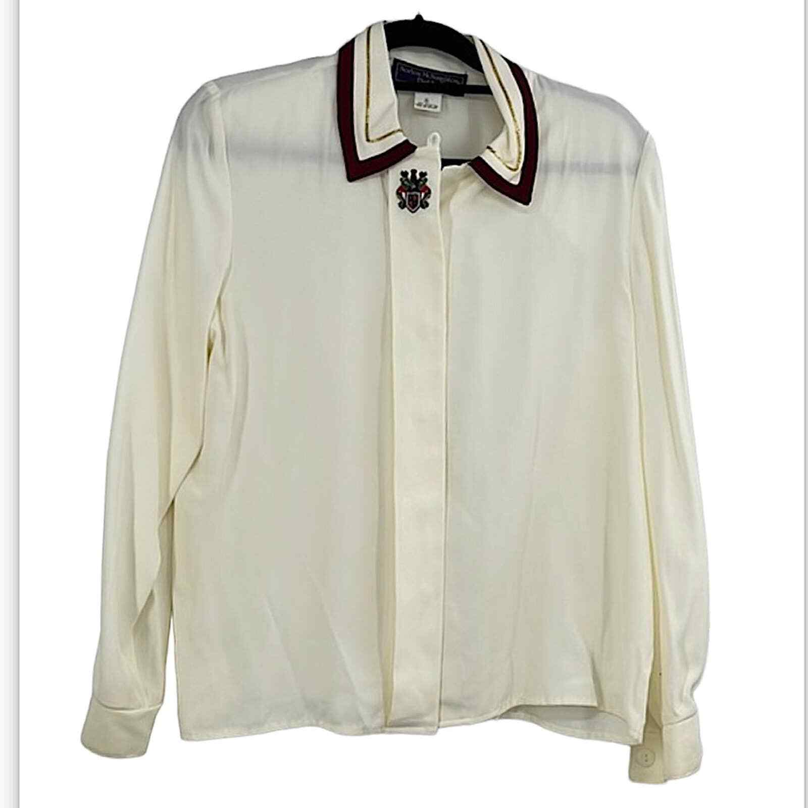 Vintage semi sheer crest academia preppy top size med… - Gem