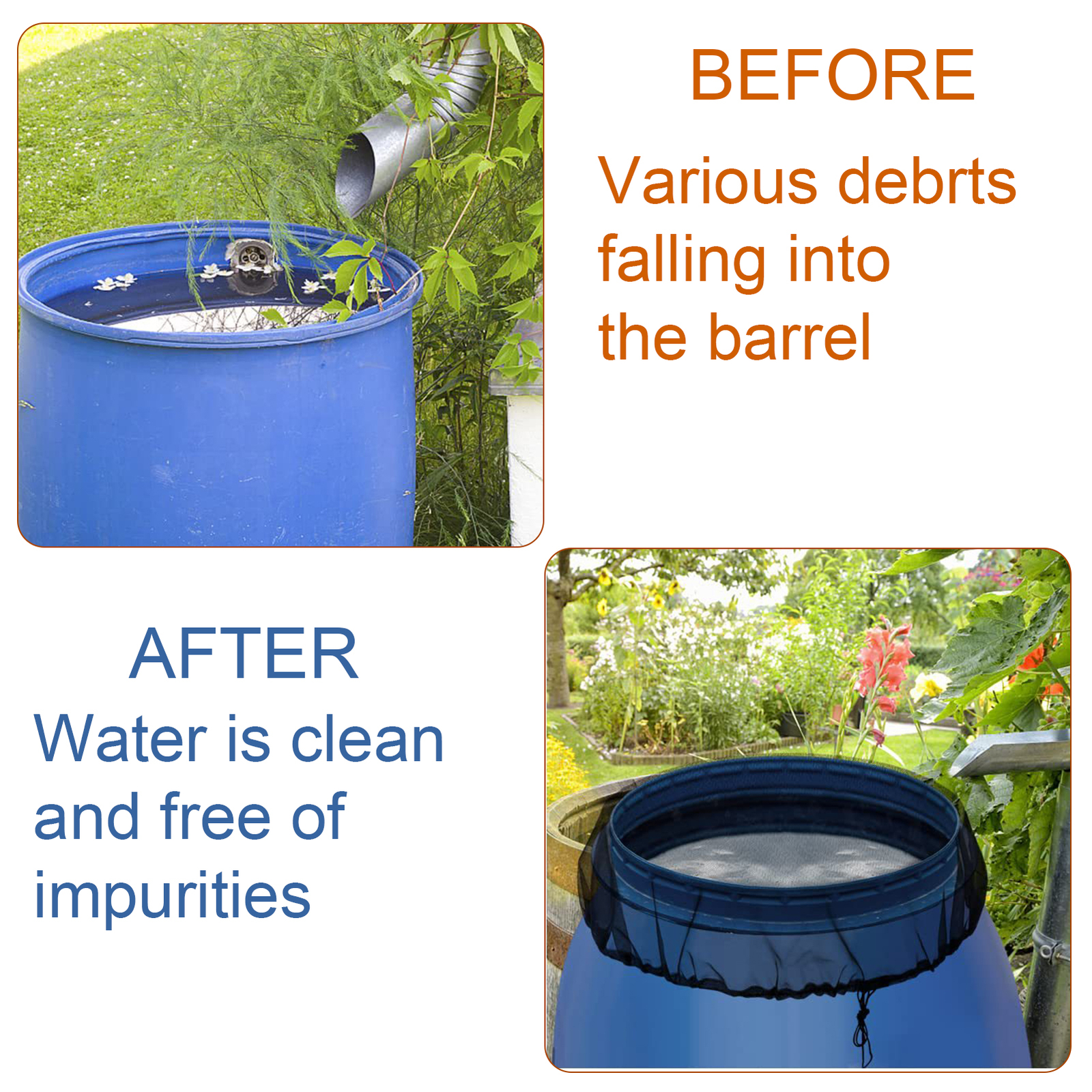 Filter Cover Lightweight Anti-falling Leaves Rain Barrel Net Cover ...