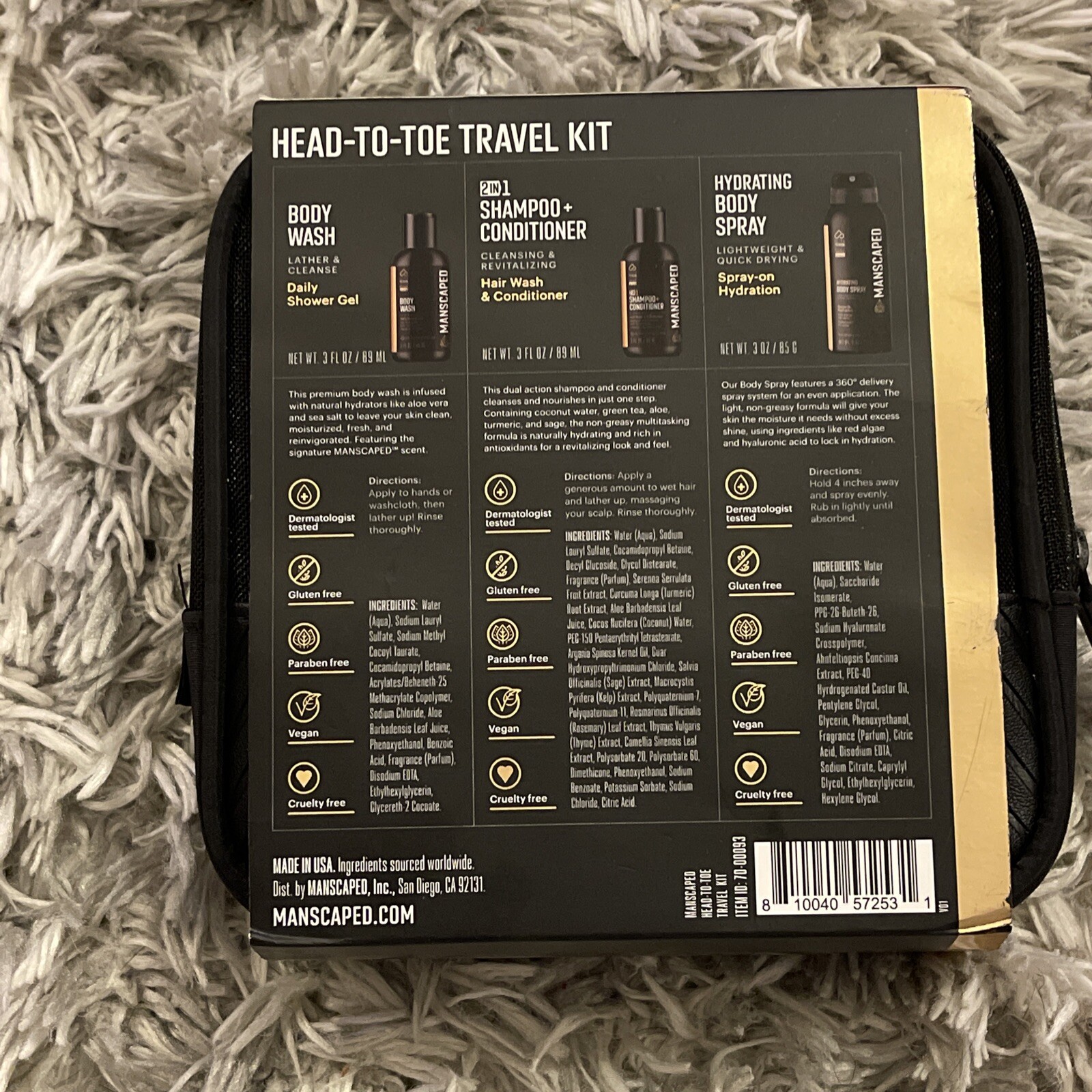 Manscaped - Head-To-Toe Travel Care Kit Body, Hair, Cleansing ...