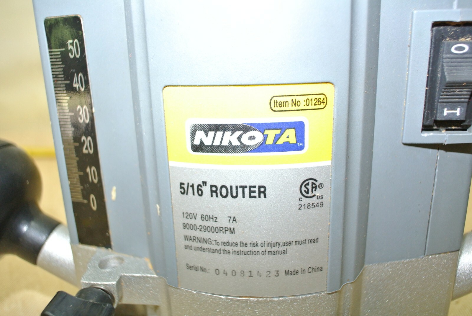 Nikota 5/16" Woodworking Router #01264, 120V, 7A 9000-29,000 RPM FREE ...
