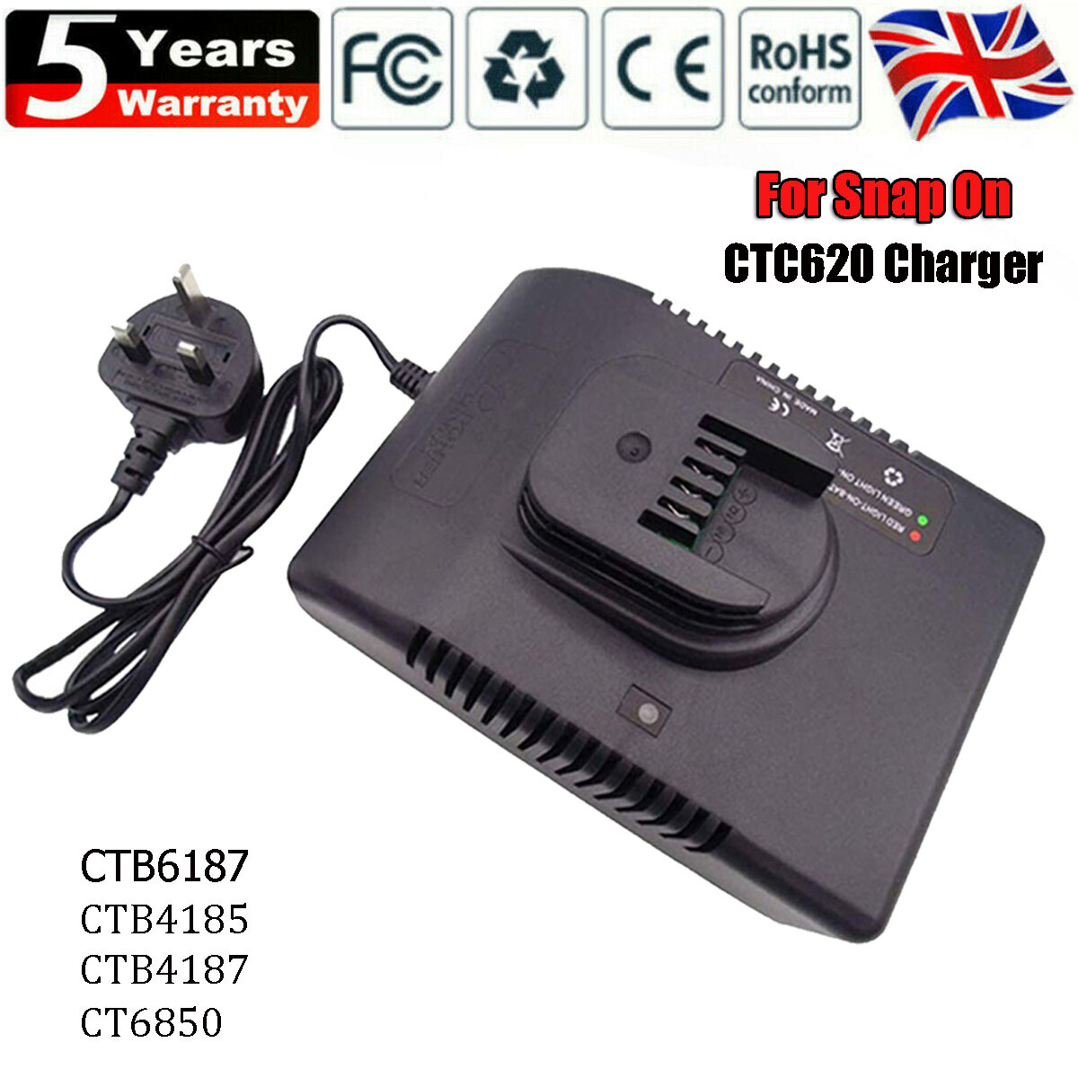For Snap on Battery CTB6187 CTB4185 CTB4187 6185 CT6850 Charger 18V ...