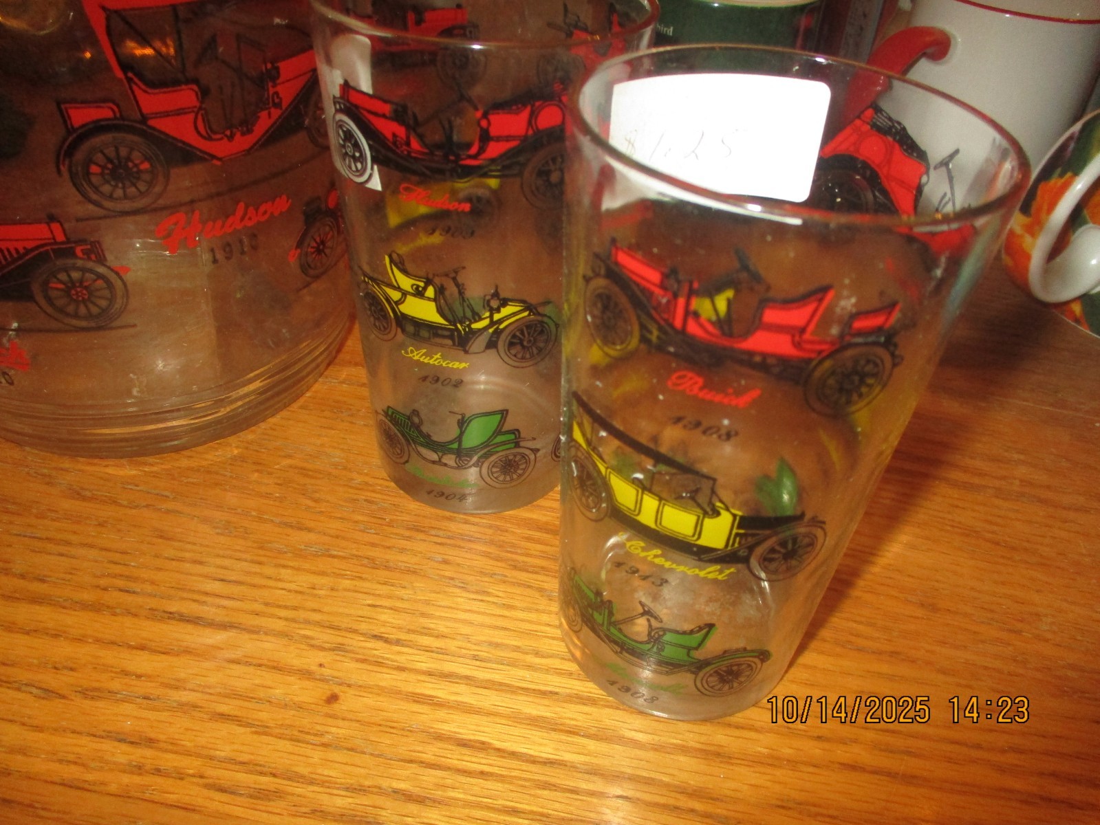 Antique Cars Auto Glass Pitcher 1920s Chevrolet Packard Buick Ford 3 ...