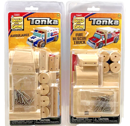 LOWES Build/Grow Tonka Wood Toy Building Kit Ambulance Fire Rescue ...
