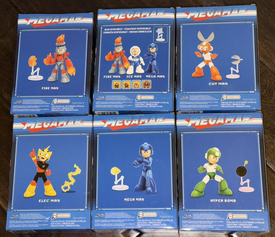 Jada Mega Man 6 Action Figure Lot Set Elec Cut Ice Fire Hyper Bomb ...