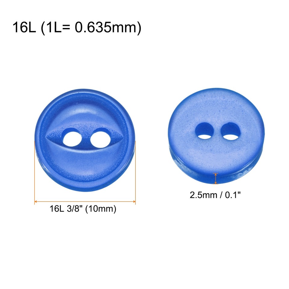 12pcs Sapphire Blue Round Sewing Buttons 10mm Resin 2-Hole Fish Eye ...
