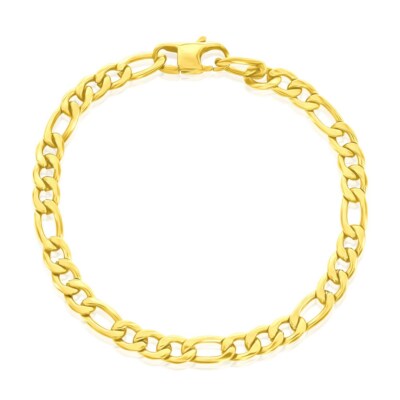 Stainless Steel 6mm Figaro Chain Bracelet - Gold Plated | eBay