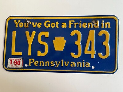 1990 Pennsylvania License Plate "You've Got A Friend" Slogan All ...