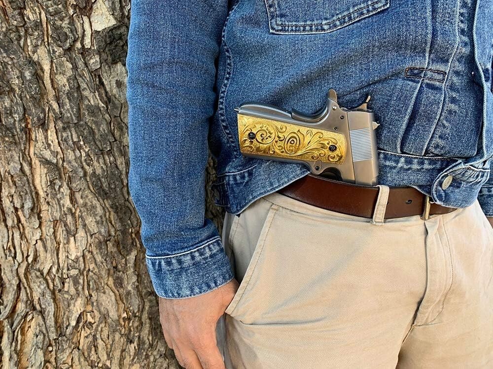 Paras Aluminum Hand Engraved 1911 grips Fit with S&W Colt Kimber ...