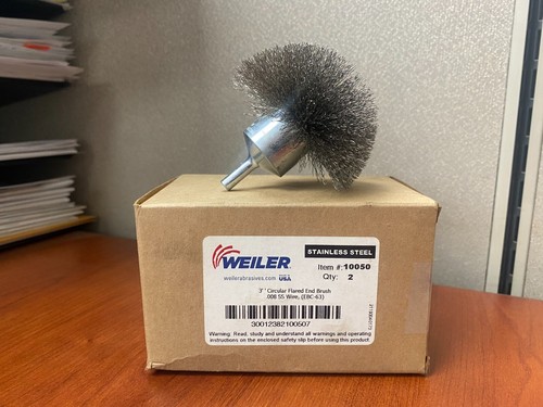 Weiler® 3" X 1/4" Stainless Steel Crimped Wire Circular Flared End Brush- 2 PACK | eBay