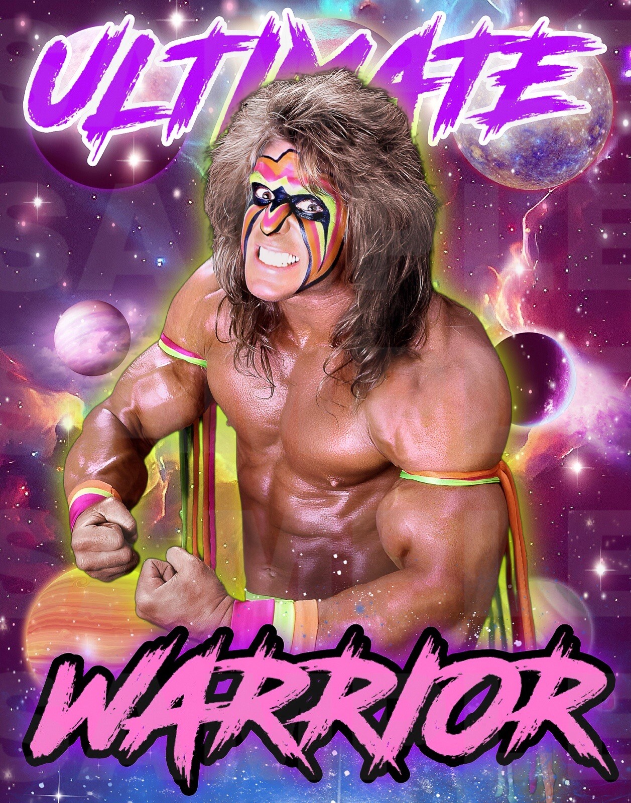INK TANK CUSTOM ULTIMATE WARRIOR 8x10 DESIGN WWE TNA AEW WCW ECW ROH ...