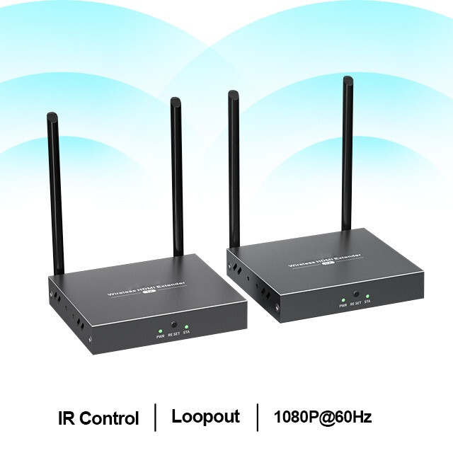 Up 200M Wireless HDMI 1080P Extender Loop-out IR 1x4 Wifi Splitter 1 Tx ...