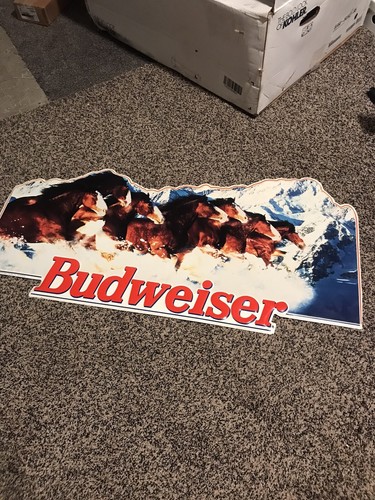 HUGE VINTAGE 1995 BUDWEISER CLYDESDALE METAL TIN SIGN ANHEUSER BUSCH ...