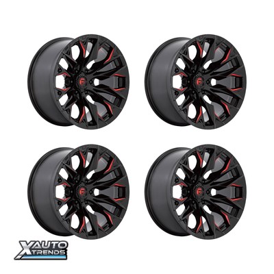 Fuel D823 Flame Gloss Black Milled With Candy Red 24X12 5X127 -44mm Set ...