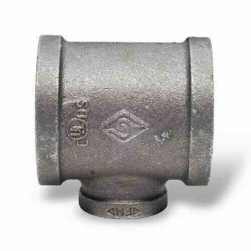 1-1/2"x1-1/2"x1/2" Black Tee Maleable IPS Threaded Reducing Tee Fitting ...