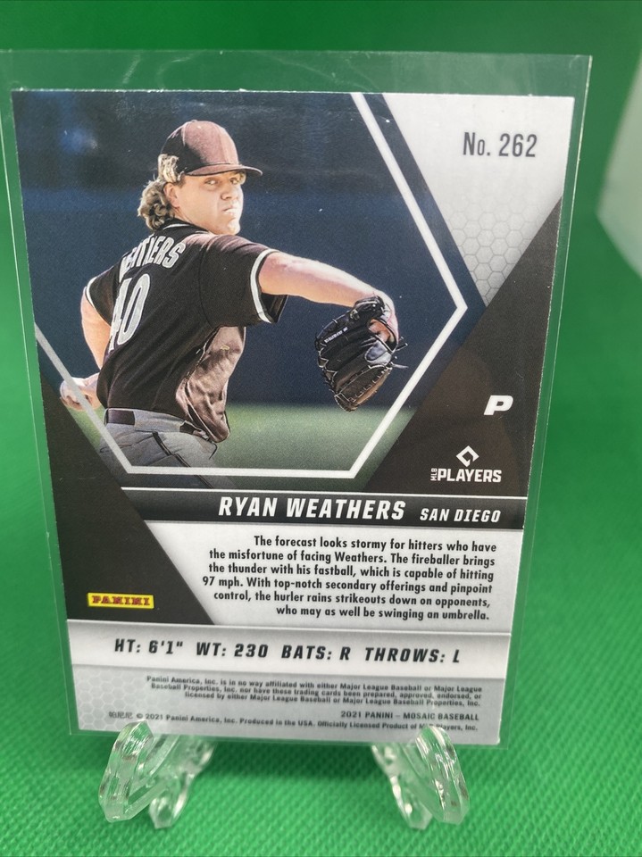 2021 PANINI MOSAIC #262 RYAN WEATHERS RC ROOKIE SAN DIEGO PADRES ...