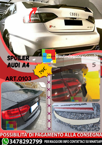 🔥ART.0103 SPOILER POSTERIORE ADATTO PER AUDI A4 B8 8K BERLINA LOOK RS4🔥 ...
