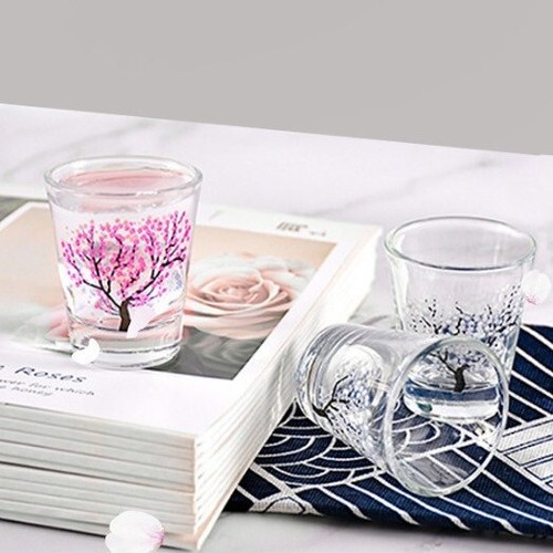 Cherry blossom Blooming color changing wine glass Soju Cup 4Piece ...