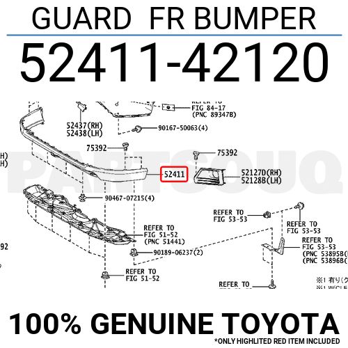 5241142120 Genuine Toyota GUARD FR BUMPER 52411-42120 | eBay