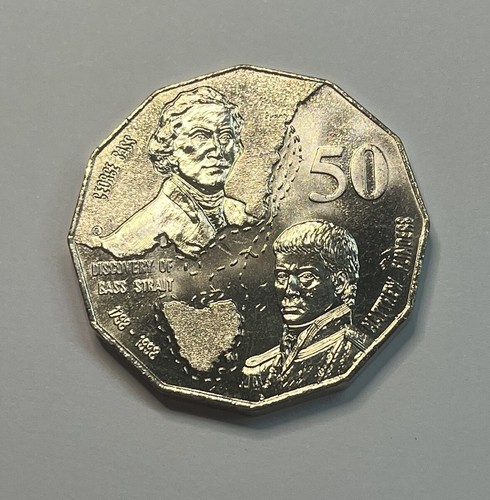 1998 50 Fifty Cent Coin UNCIRCULATED - Discovery of Bass Strait 1978 ...