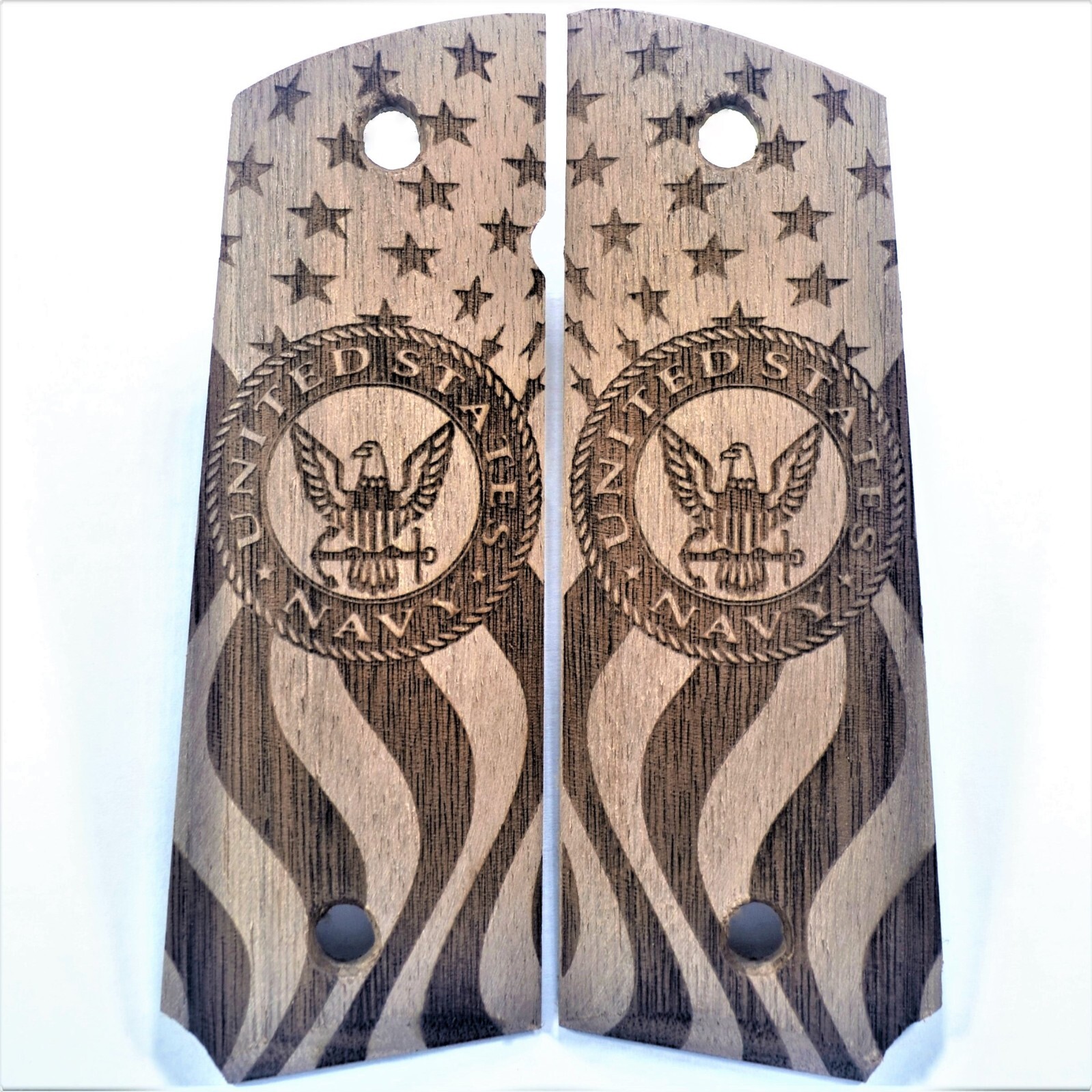 United States Navy Stars and Stripes Walnut 1911 Grips Full Size ...
