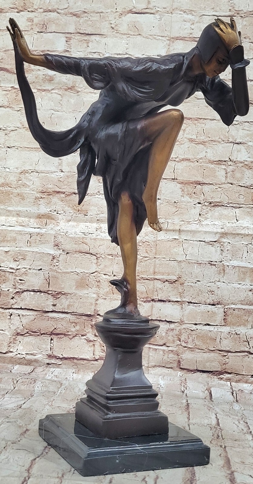 Bronze art deco dancer w/snake sculpture Ankara Dancer Classic Artwork ...