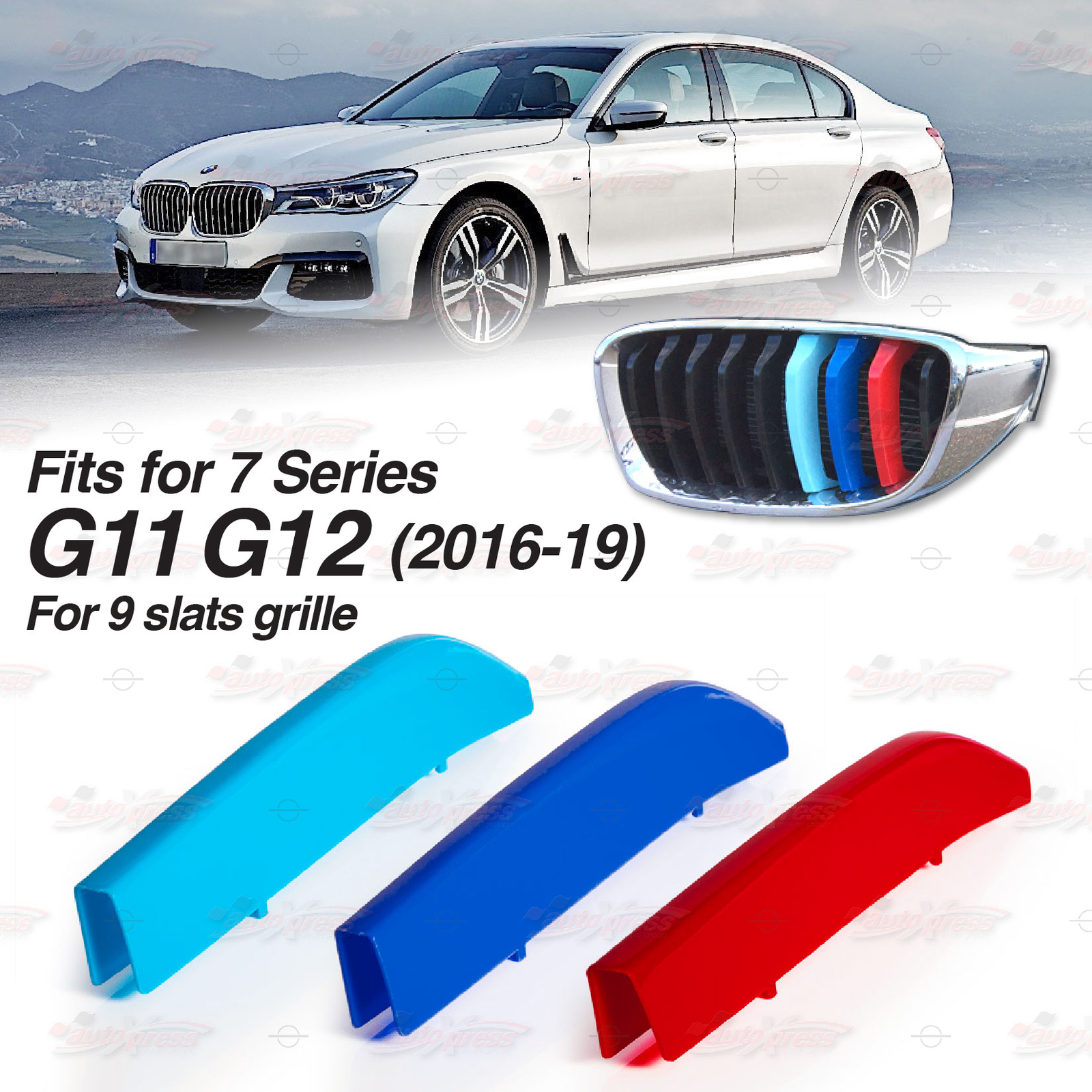 M-Sport 9 Slats Kidney Grille Color Cover Clips for BMW 7 Series G11 ...