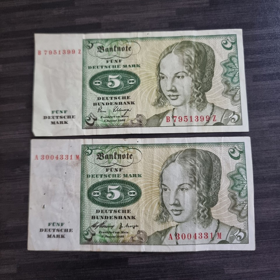 2 x 5 DM Schein Deutsche Mark 1980 | eBay.de