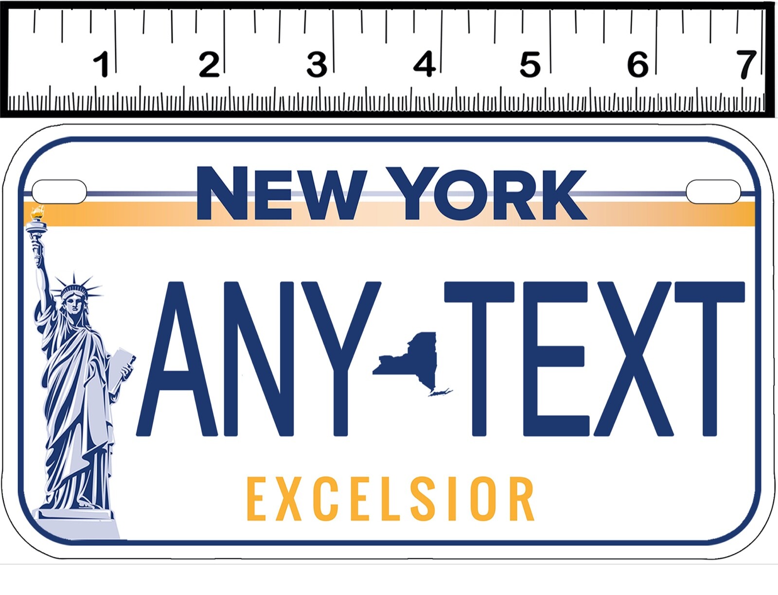 Personalized motorcycle state license plate-New York Excelsior Statue ...