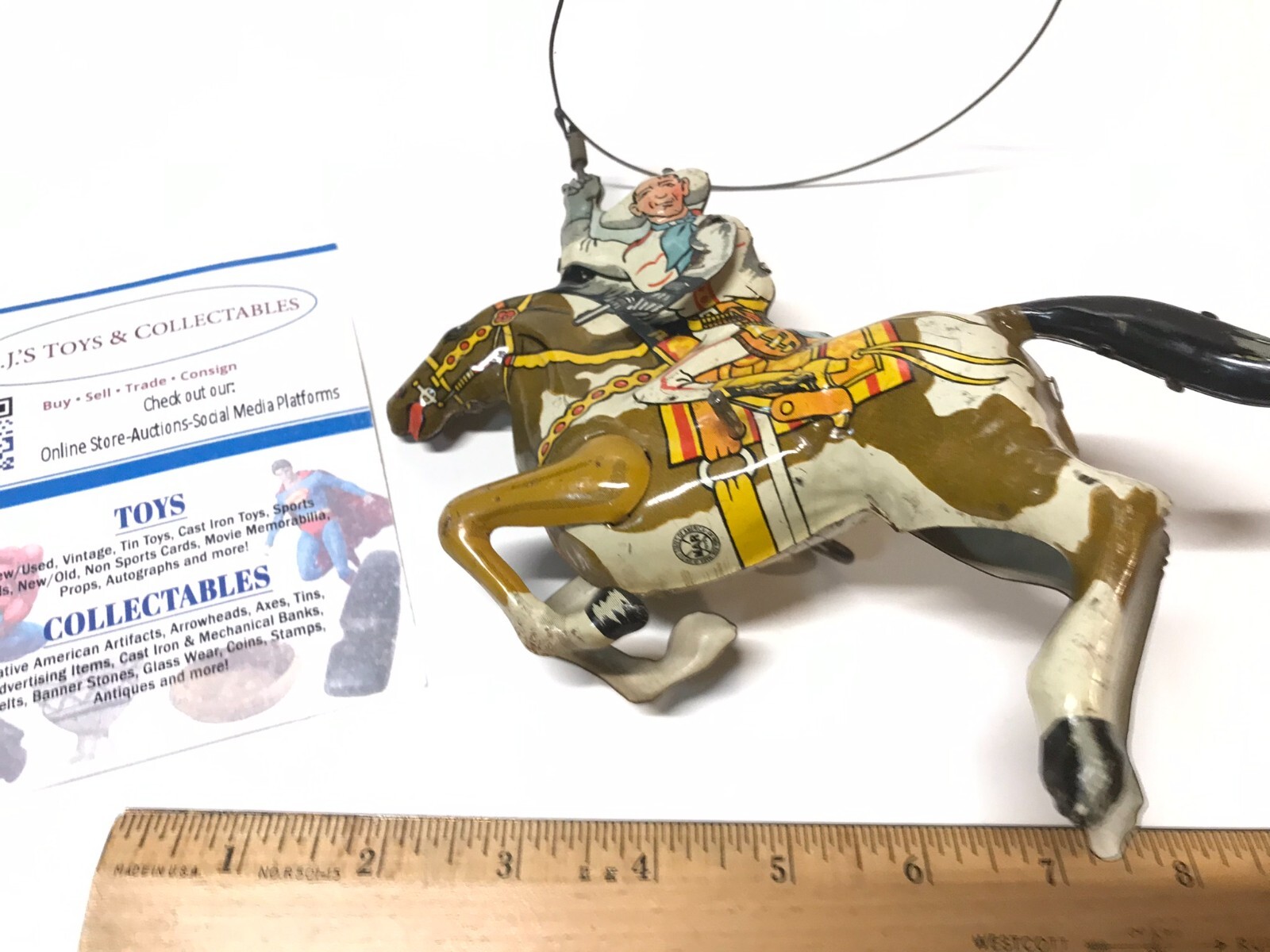 VINTAGE 1940’s MARX TIN WIND UP HORSE WITH COWBOY AND LASSO NICE ...