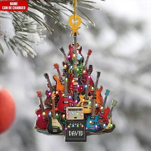 Guitar Christmas Tree Ornament, Xmas Tree Decor, Christmas gift, Flat ...
