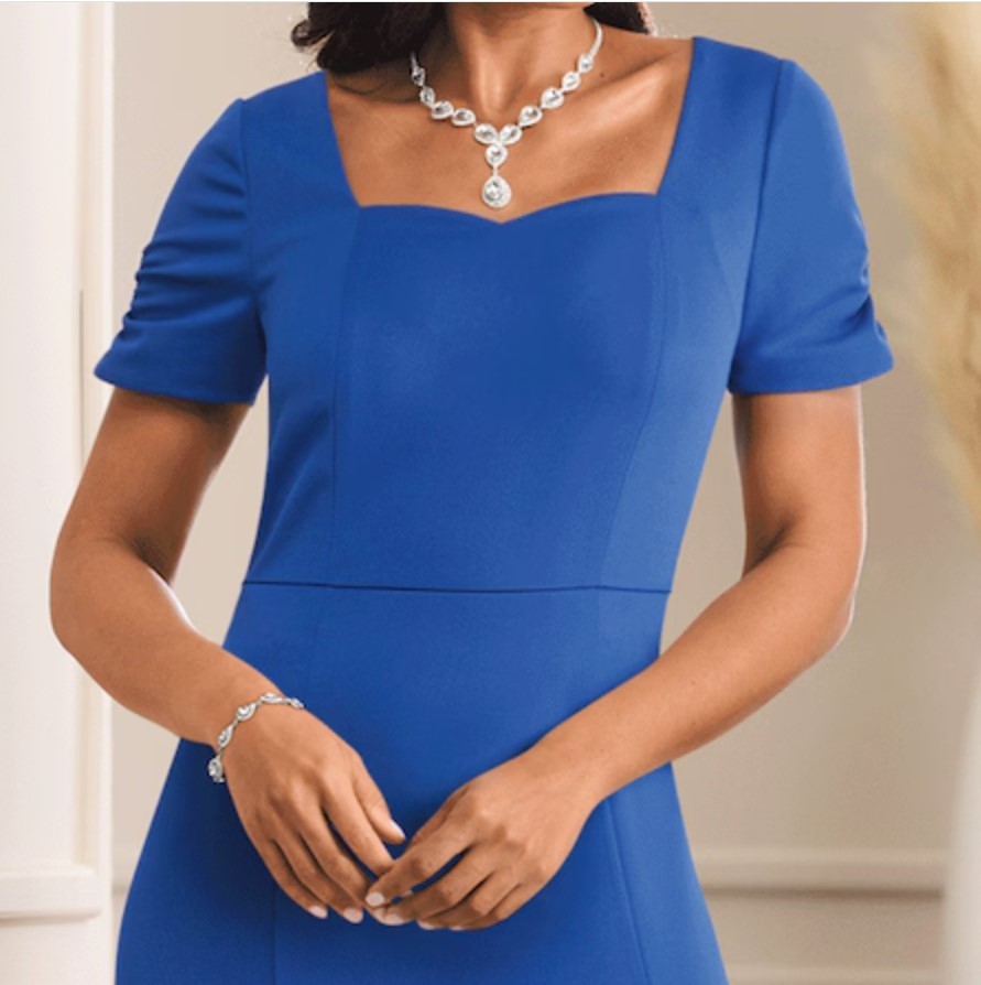 Size 18W PLUS Blue Ashro Gladys Little Blue Dress Dinner Date | eBay