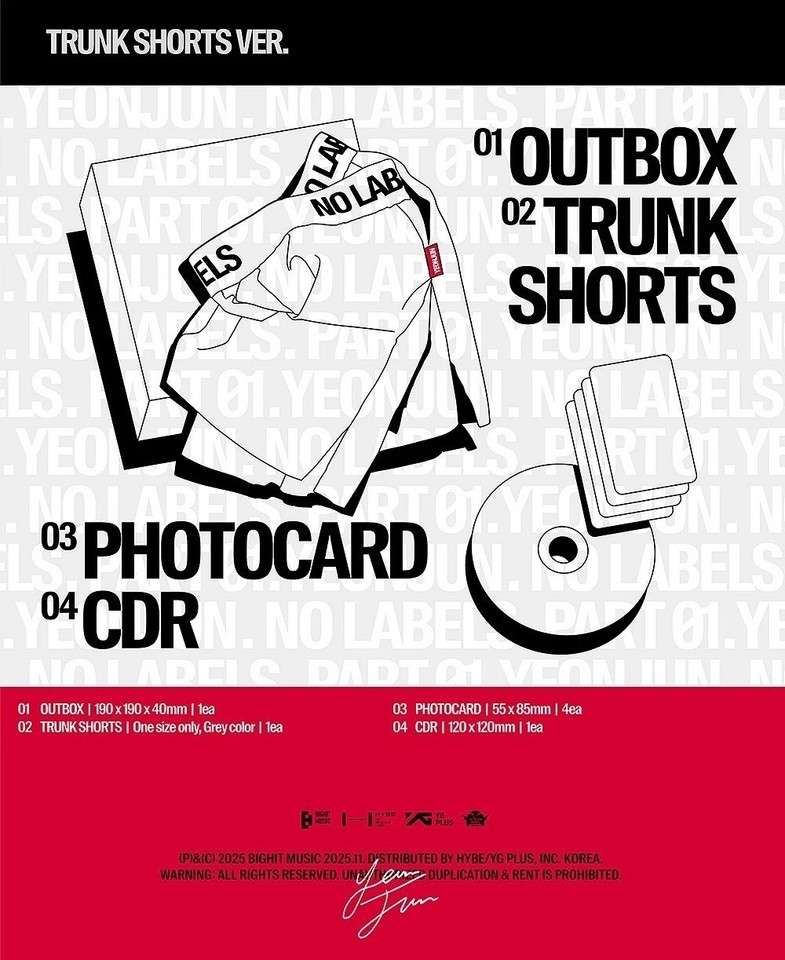 TXT YEONJUN [NO LABELS:PART 01] Album TRUNK SHORTS Ver/CD+Card+Trunk Shorts+GIFT | eBay