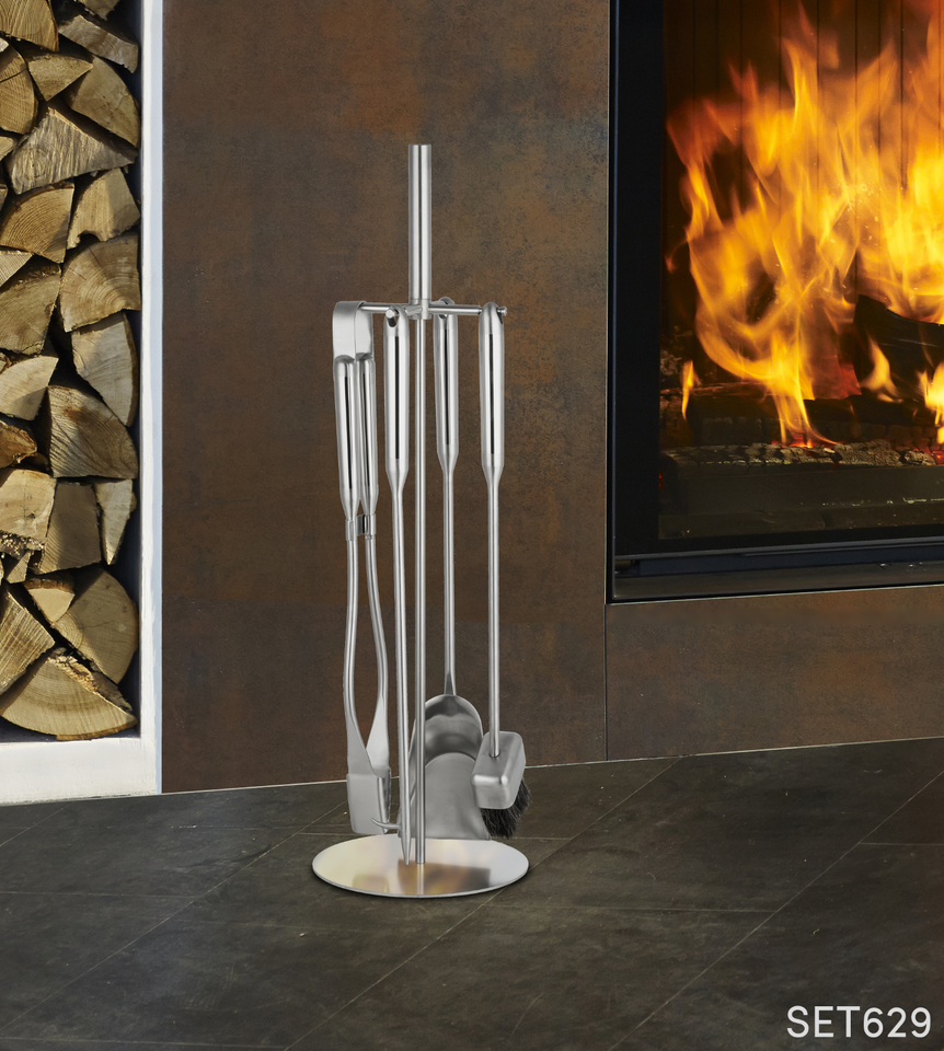 HANSA PREMIUM Fireplace Tools Set (4 parts) & STAINLESS STEEL Handles ...