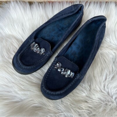 Vionic Navy Blue Rhinestone Slip On Loafers Moccasins | eBay