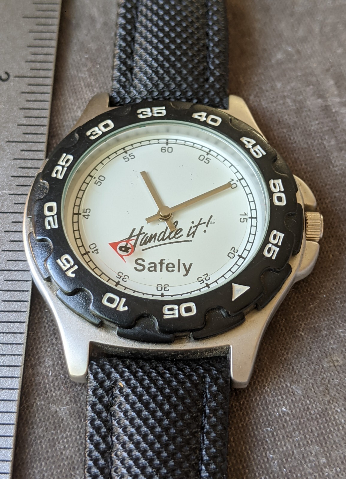 Sweda Handle It! Safely Silver & Black Quartz Watch Good Condition! | eBay