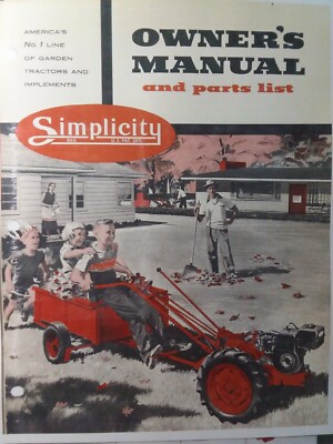 Simplicity V, L-1, F Walk-Behind Garden Tractor & Implement Owner ...