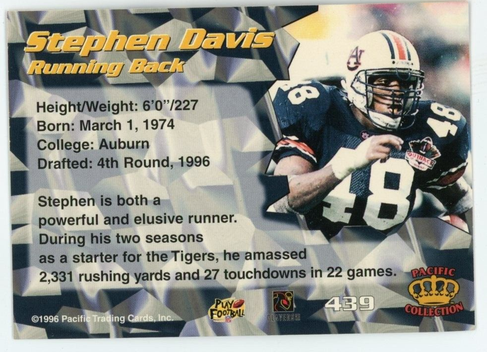1996 Pacific Crown Collection Stephen Davis #439 Rookie RC | eBay