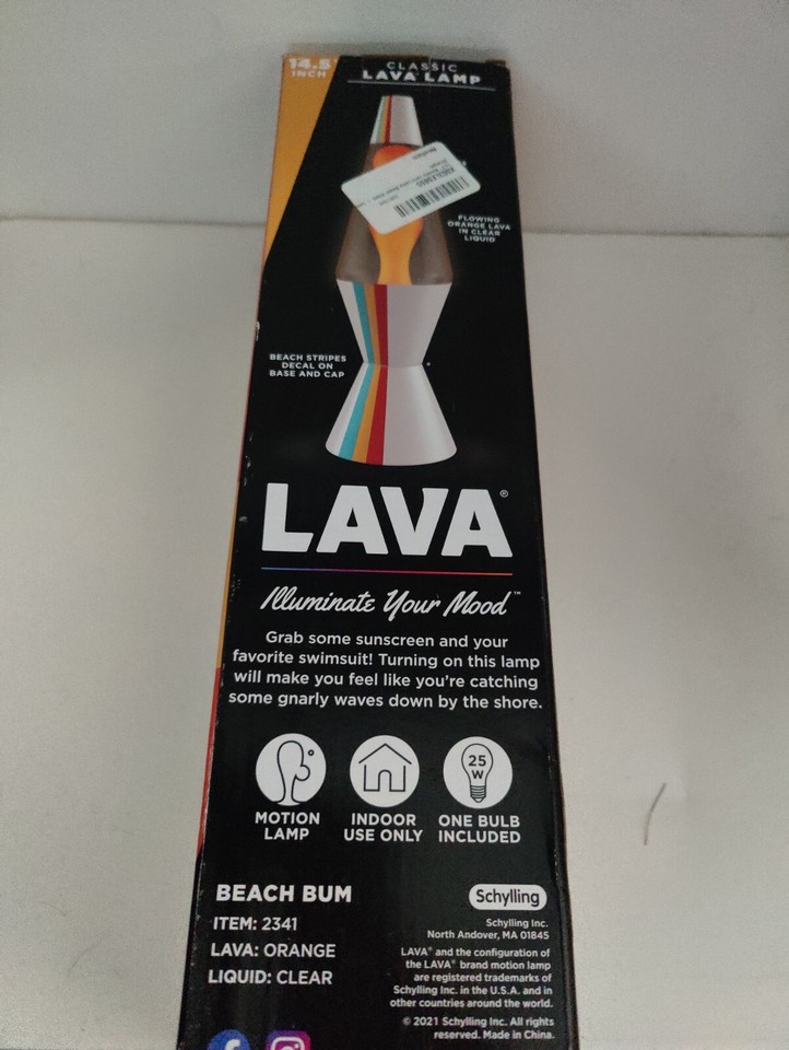 Schylling Classic Lava Lamp, 14.5 Inch, Beach Bum Orange Lava Clear ...