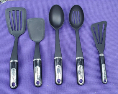 KitchenAid Kitchen Cooking Utensil Silicone Rubber Tools BLACK - Set of ...