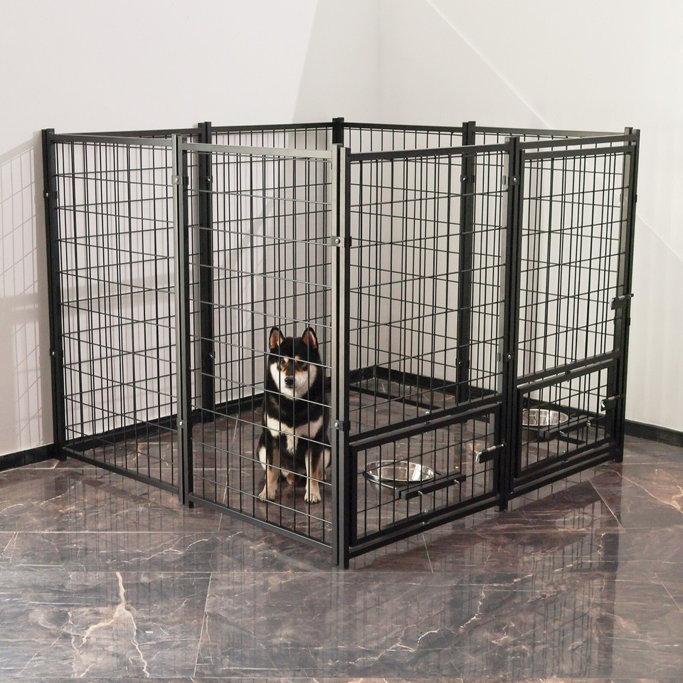 4.6x4.6 ft Dog Kennel Outdoor Dog Cage Heavy Duty Playpen Steel Dog ...